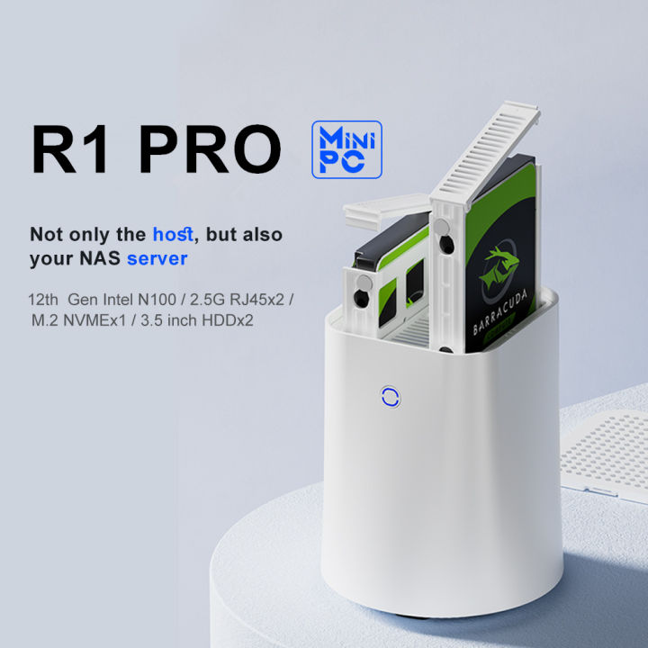 2-Bay NAS R1 PRO 12th Gen Intel N100 Mini PC Network Attached Storage ...