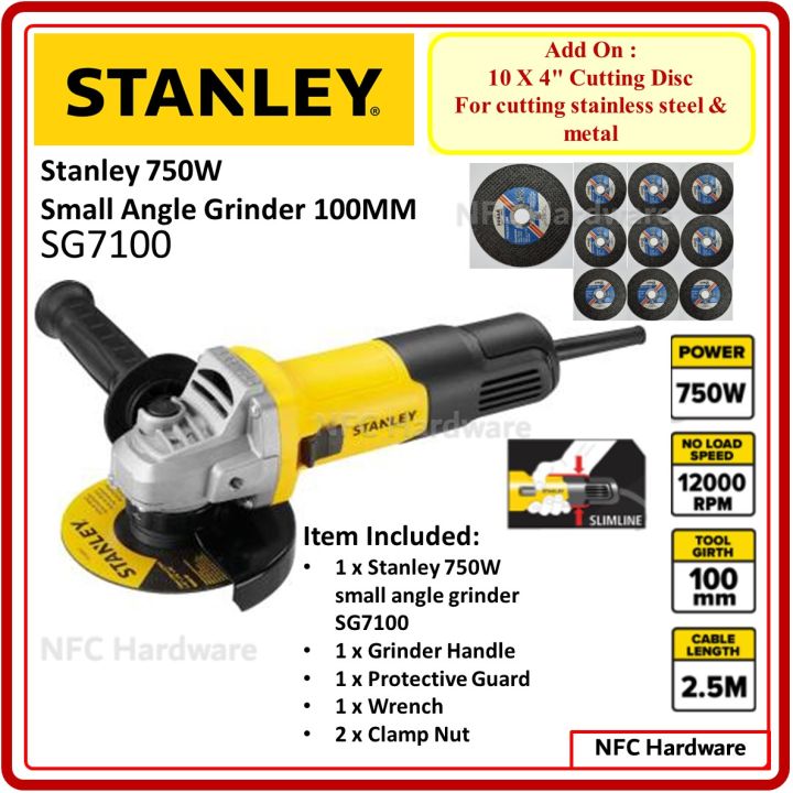 STANLEY SG7100 Small Angle Grinder 100mm 750W | Lazada