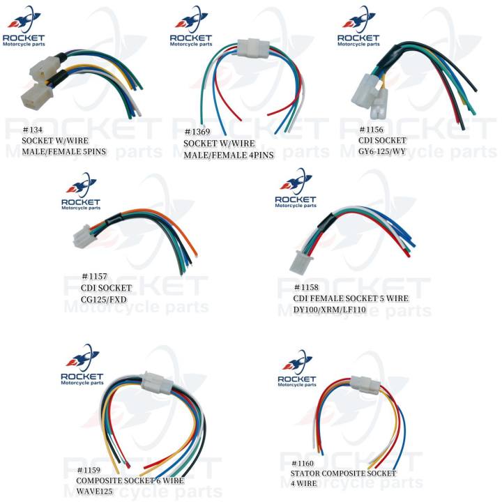 Motorcycle Parts CDI Socket Set 5PINS/4PINS GY6-125/WY CG125/FXD DY100 ...
