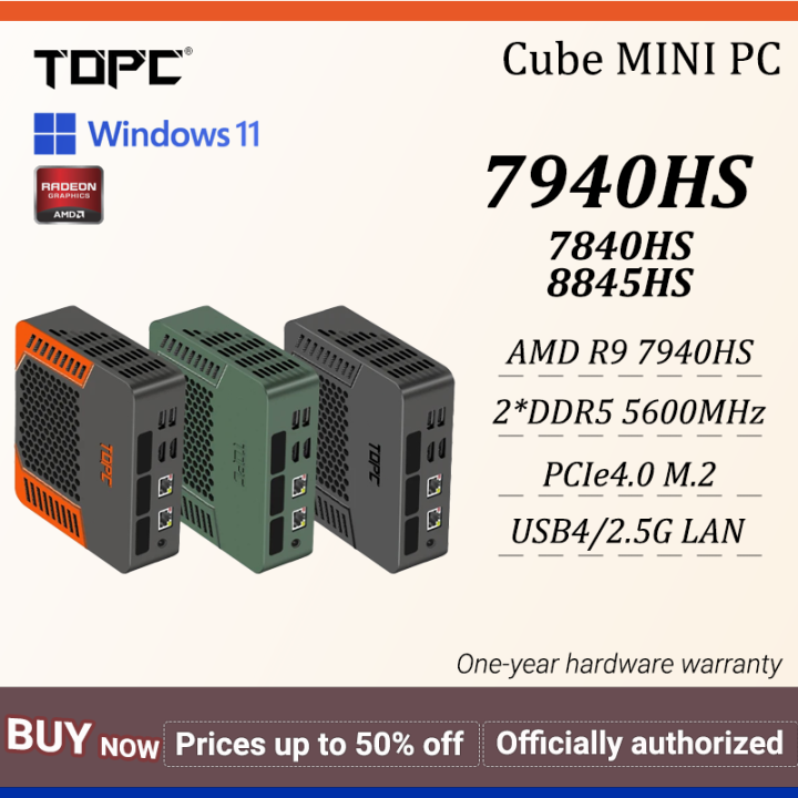 MINI PC TOPC AMD R9 7940HS DDR5 5600MHz M.2 2280 Windows 11 Pro USB4 2 ...
