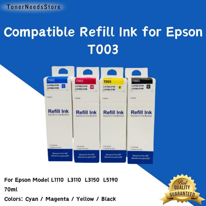 Compatible Refill Ink for Epson T003 for Epson Model L1110 L3110 L3150 ...