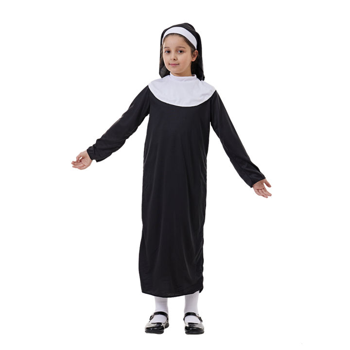 Kids Nun Costume Halloween Costume Girl Dress Catholic Sister Robe ...