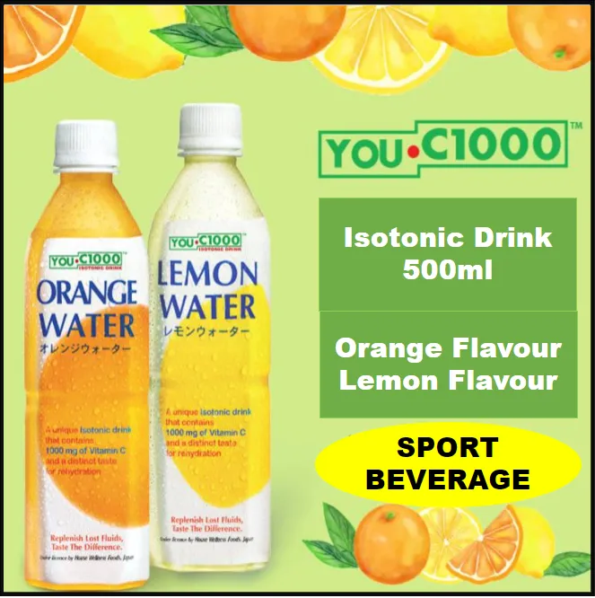 YOU-C1000 Vitamin Bottle water 500ml - Lemon | orange 1000 mg Vitamin C ...