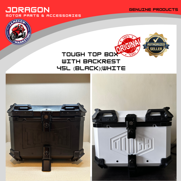 TOUGH TOP BOX 45L WITH BACKREST (BLACK)(WHITE) | Lazada PH