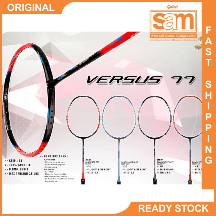 Apacs Badminton Racket VERSUS 77 with Free Grip, String and String ...
