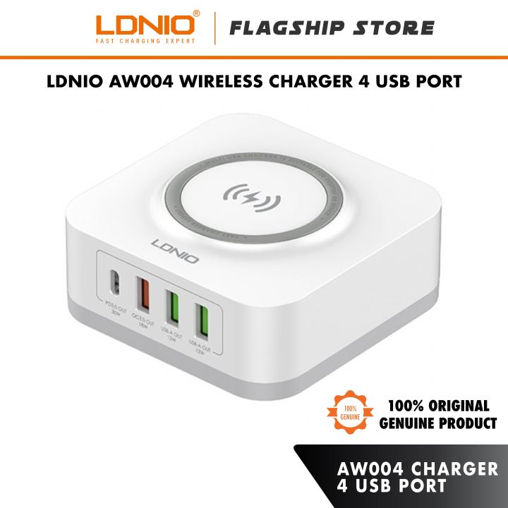 LDNIO AW004 32W Desktop Wireless Charger with 4 USB Port QC3.0+PD 30W ...