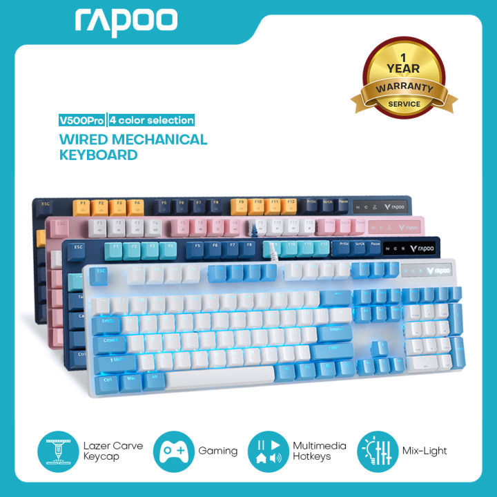 Rapoo V500 Pro White Backlit Mechanical Keyboard Gaming Keyboard | Lazada PH