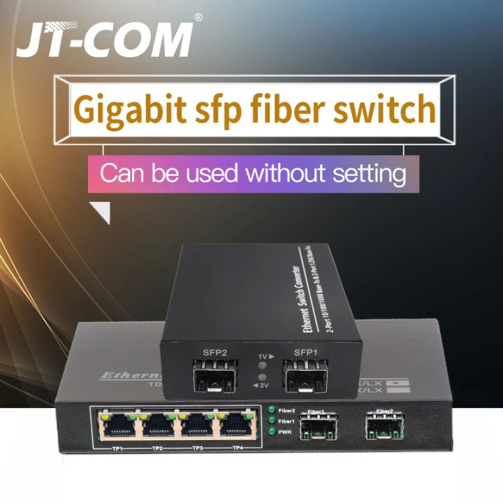 JT-COM Gigabit Ethernet SFP Fiber Switch 1000Mbps SFP Media Converter 2 ...