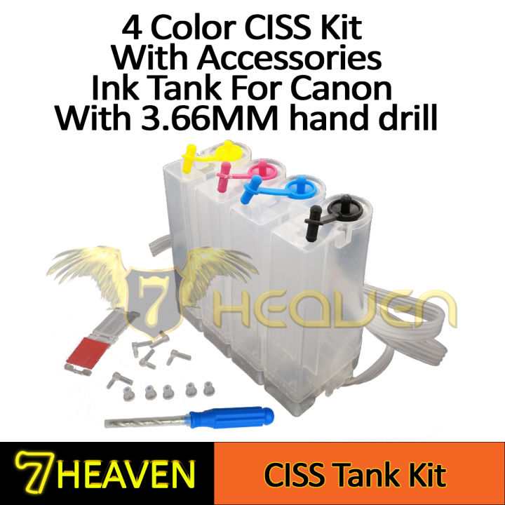4 Color CISS Kit Empty With Accessories & Handrill Ink Tank For Canon ...