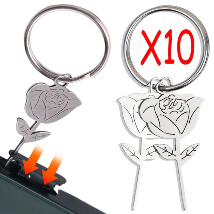 1-10Pcs Silver Rose Shape Stainless Steel Ejector Pin SIM Card Tray Opener with Keyring ...