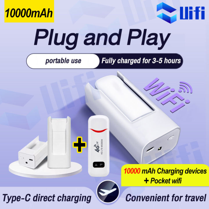 Plug and Play Pocket WiFi Wireless 4G LTE Router 10000mAh Charging ...