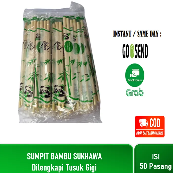 Sumpit Kayu Bulat + Tusuk Gigi 1 Pack isi 50 Pasang Sumpit Bambu ...