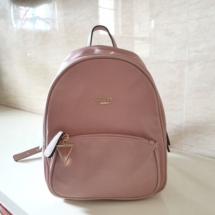Original Guess Rock Beat Nylon Women's Backpack Plain Light Pink ...