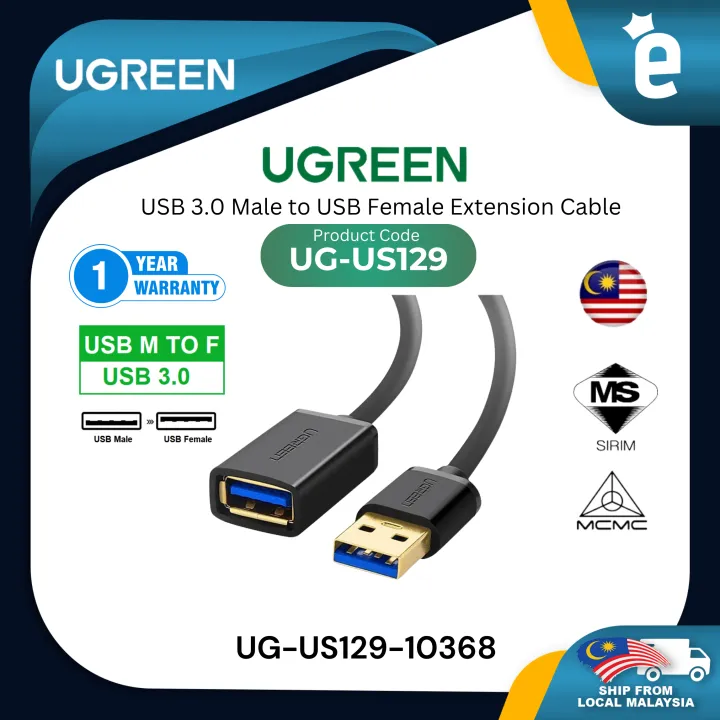 UGREEN US129 USB 3.0 MALE TO USB FEMALE EXTENSION CABLE WITH SPEED UP ...