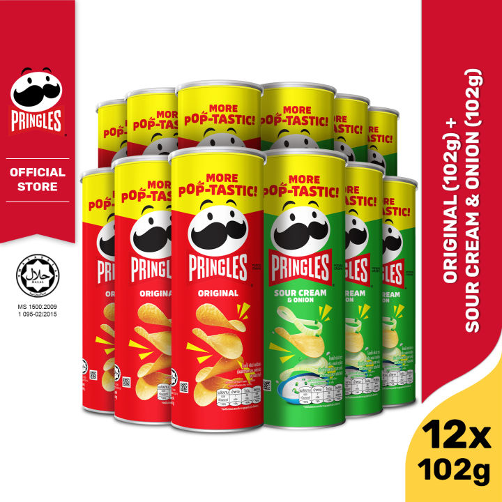 Pringles Potato Chips - Bundle of 6 (Mixed Flavors 102g) [Expiry Date: 07 August 2025] | Lazada