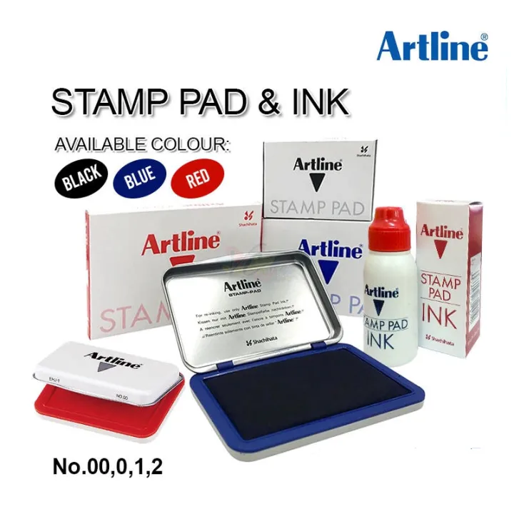 Artline Stamp Pad & Refill Ink No.00/ No.0/ No.1/ No.2 Chop Ink Pad ...