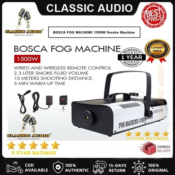 BOSCA FOG MACHINE By Classic Audio- 1500W Smoke Machine Stage Smoke Fog ...