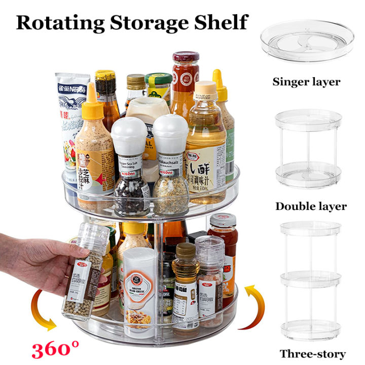 Clear Acrylic 360° Rotating Storage Shelf 1/2/3 Layer Spinning Tray ...