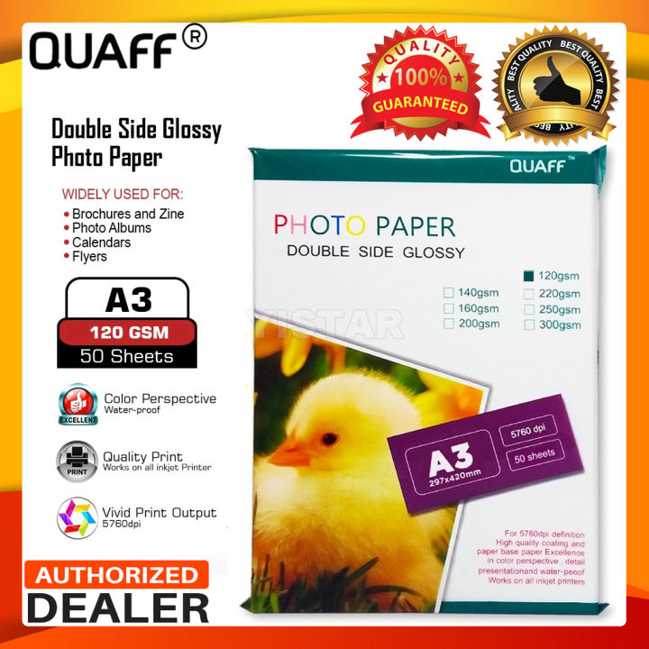 Quaff Double Sided Glossy Photo Paper Size: A3 120GSM | Lazada PH