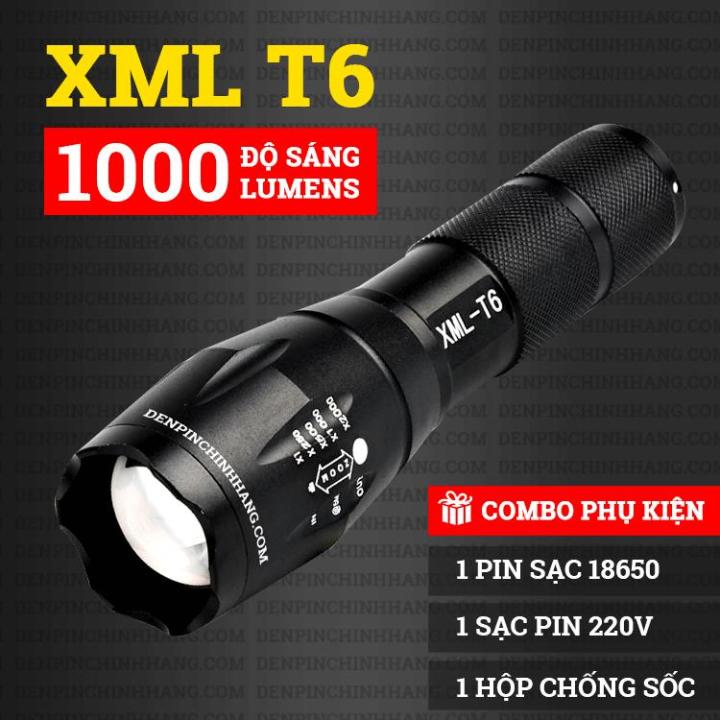 Đèn Pin Đa Năng XML T6-Đèn Pin Siêu Sáng XML-T6, Công Suất 10W,Đèn Pin Rọi Điện, Bóng Led Cường ...