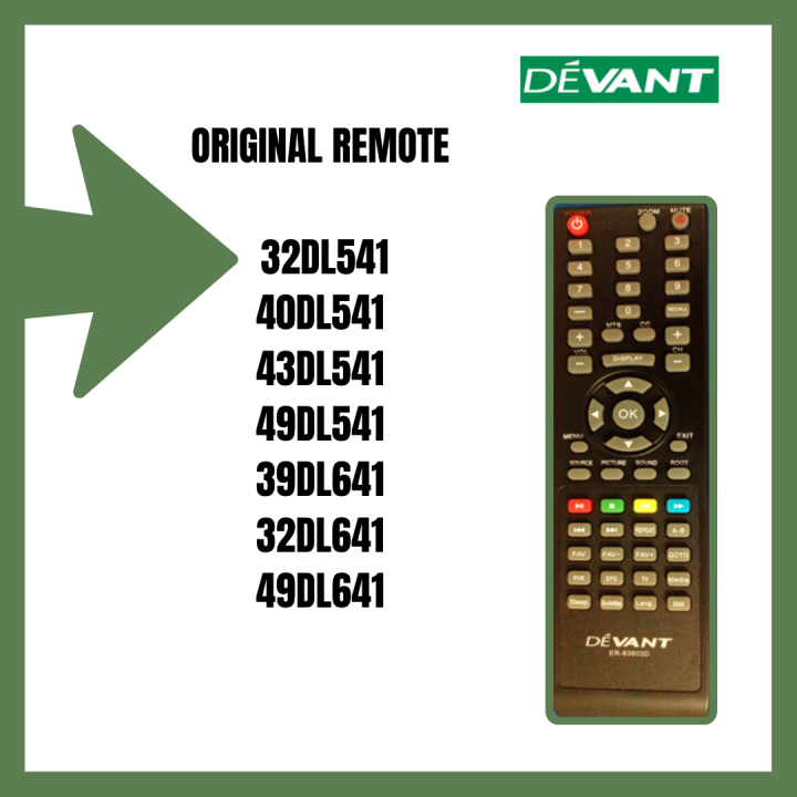DEVANT REMOTE CONTROL - 32DL541/ 40DL541/ 43DL541/ 49DL541/ 39DL641 ...