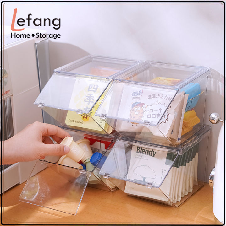 Lefang Stackable Tea Bag Organizer with Cover Plastic Tea Storage Box ...