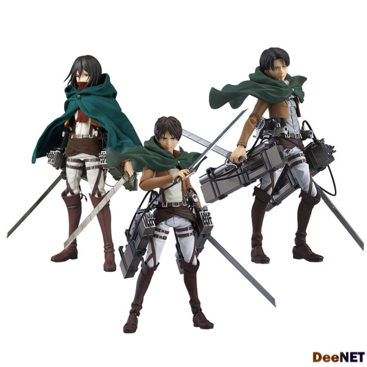 Attack on Titan Figma Levi Mikasa Eren action figure PVC | Lazada Indonesia