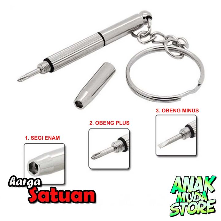 Gantungan Kunci Obeng Plus Minus Mini 3 in 1 Tools Kit Reparasi ...