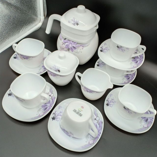 17PCS FLOWER SQUARE OPAL TEA SET | Lazada
