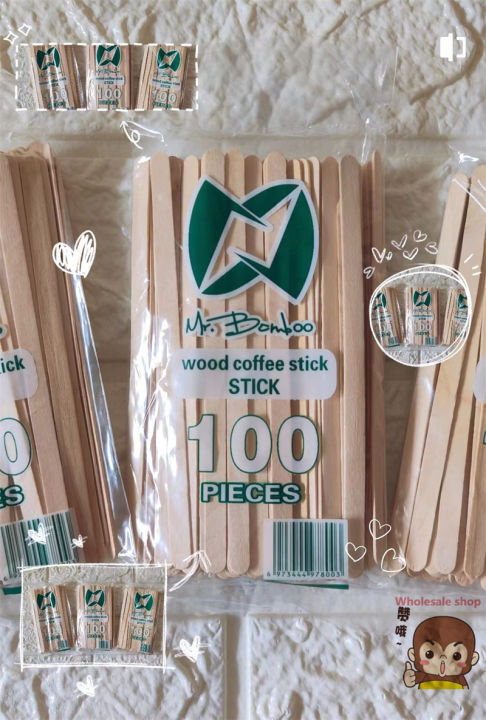 WS★MR.Bamboo Wood Coffee Stick sticks 100pieces per pack | Lazada PH