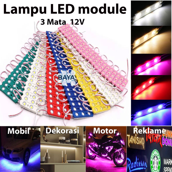 Lampu LED Modul 3 Mata 2835 waterproof 12V 12 V Volt Lampu Modul LED ...