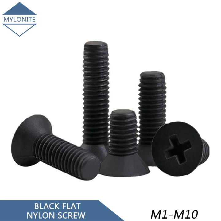 Black Plastic M2 M2.5 M3 M4 M5 M6 M8 Nylon Flat Head Cross Recessed ...