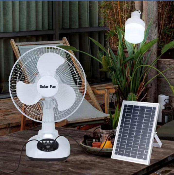 Solar electric fan with charger and 1 bulbs direct 220v solar panel ...