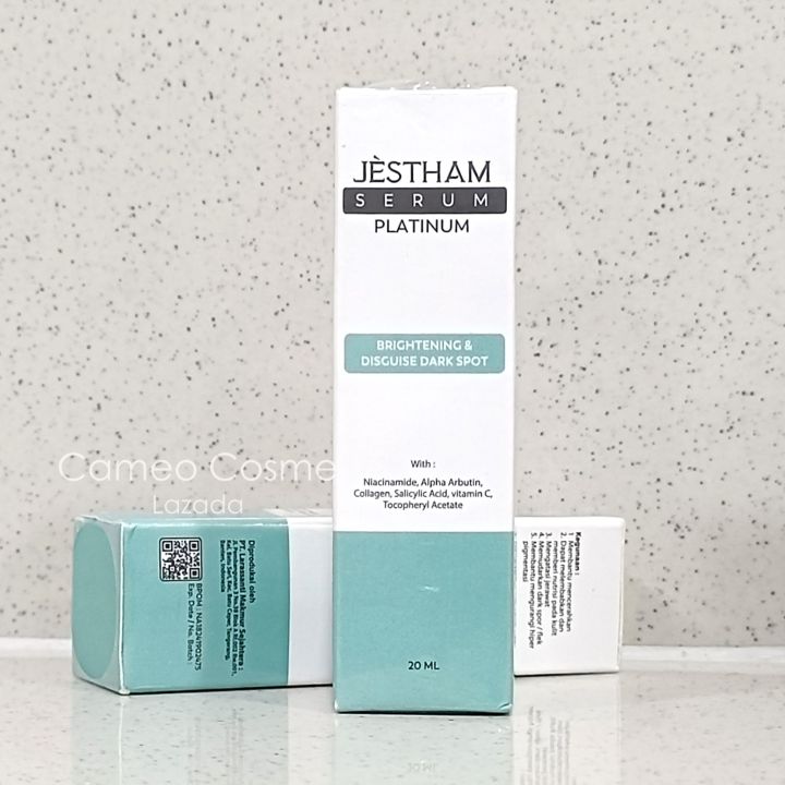 JESTHAM Serum Platinum Pencerah Wajah dan Menyamarkan Noda Hitam 20mL ...