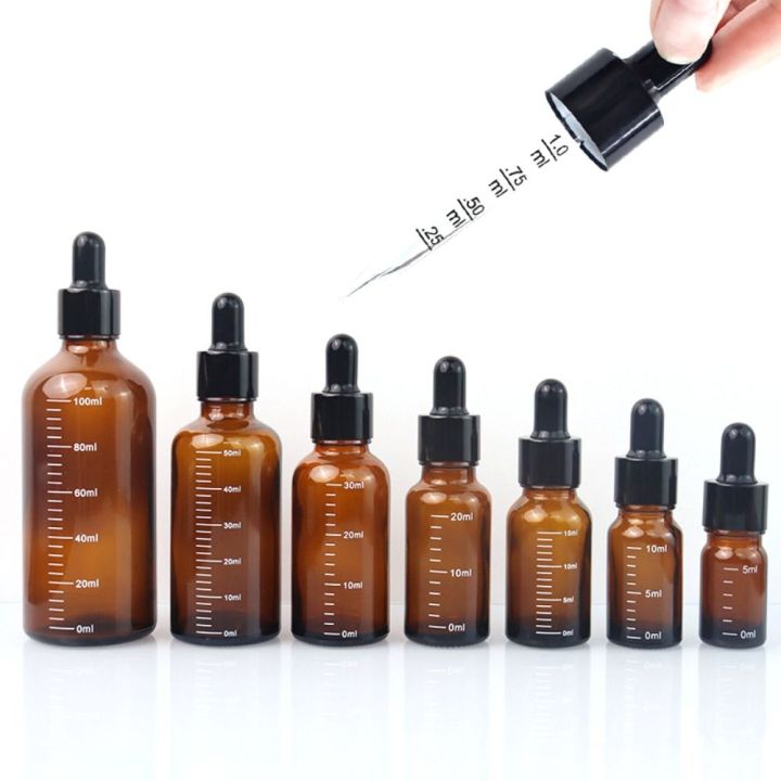 RETAO 5ml-100ml Empty Amber Glass Bottle Jars Cosmetic Containers Scale ...