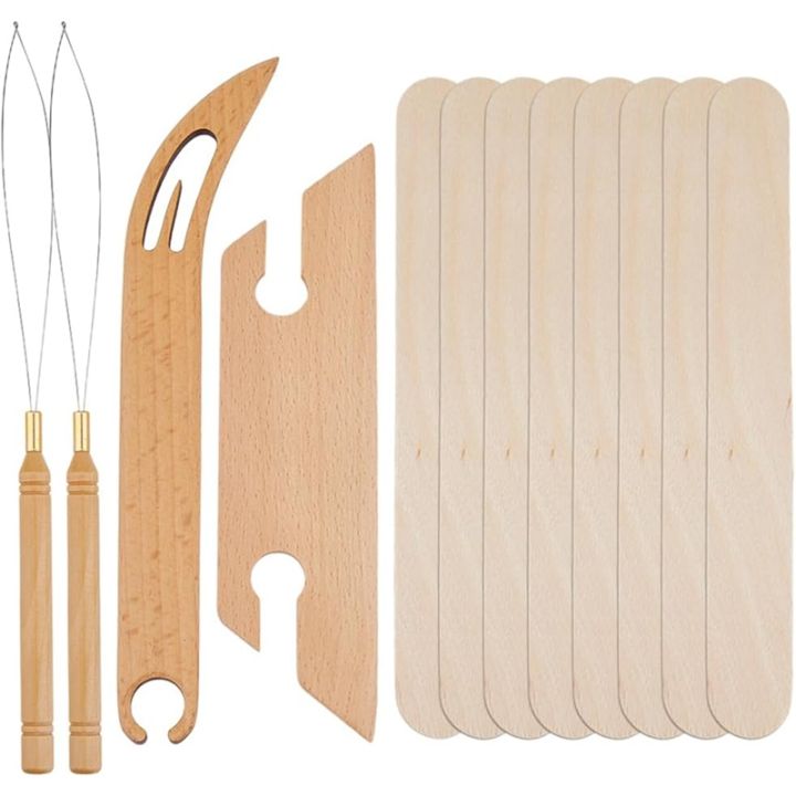 Wooden Knitting Looms Shuttles Set Beveled Inkle for Weaving 12Pcs Wood ...