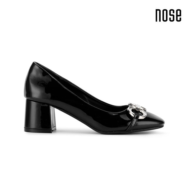 NOSE Buckled Chunky Heel Pump - Black | Lazada