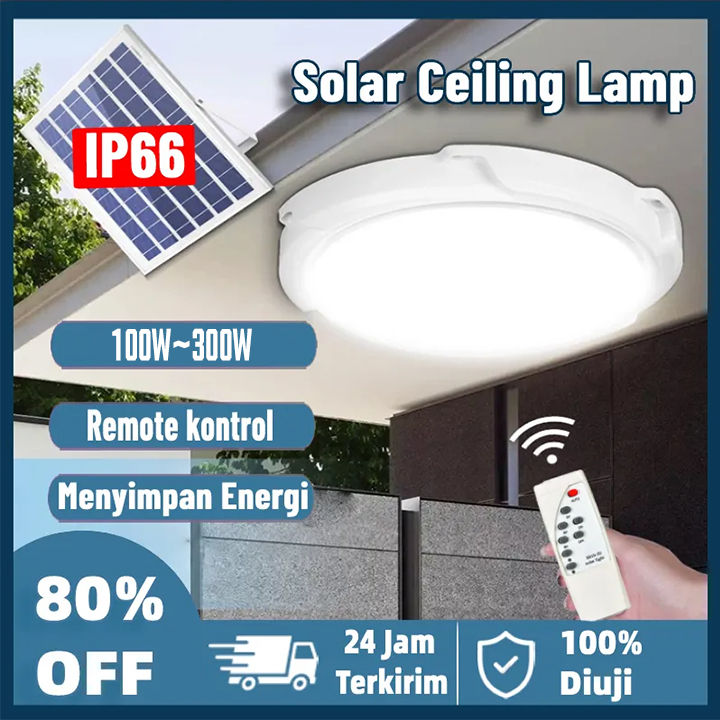 Solar Ceiling lamp 100W/200W Lamp tenaga surya Lampu Langit-langit LED ...