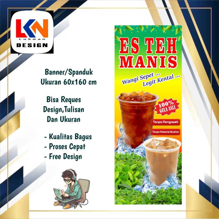 spanduk banner berdiri es teh manis model F | Lazada Indonesia