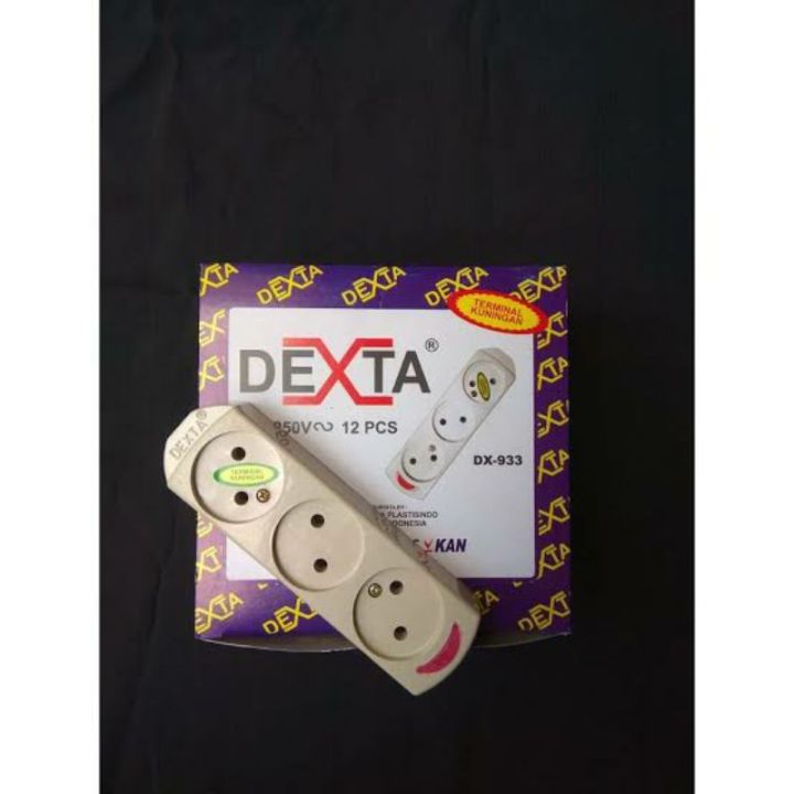 Stop Kontak 3 Lubang Gepeng Terminal Kuningan + Lampu Indikator DEXTA ...