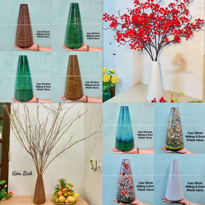 Bình Hoa Lọ Hoa Dáng Chop Cổ Nhỏ Cắm Cành Decor Đẹp Gốm Sứ Bát Tràng ...