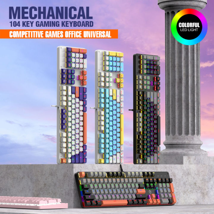 K901 Wired Mechanical Keyboard Blue Axis Mixed Light Plug-in Axis ...