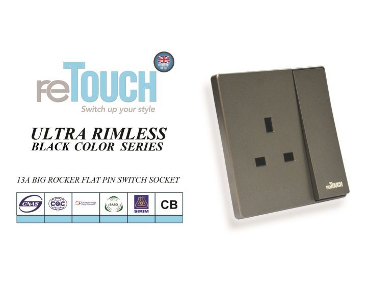 reTouch Ultra Rimless Matte Grey Color - 13A Big Rocker Flat Pin Switch ...