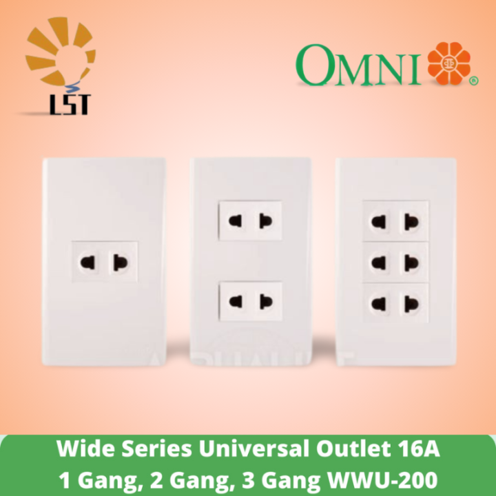 Omni Wide Series Universal Outlet with Plate 1 Gang, 2 Gang, 3 Gang And ...