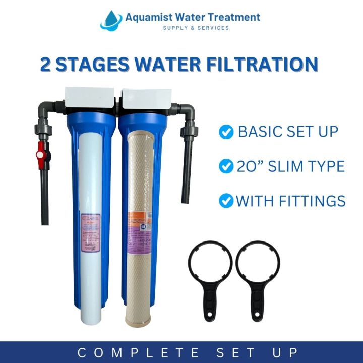 Water Filtration System 2 Stages 20" Slim Type Basic Set Up Complete ...