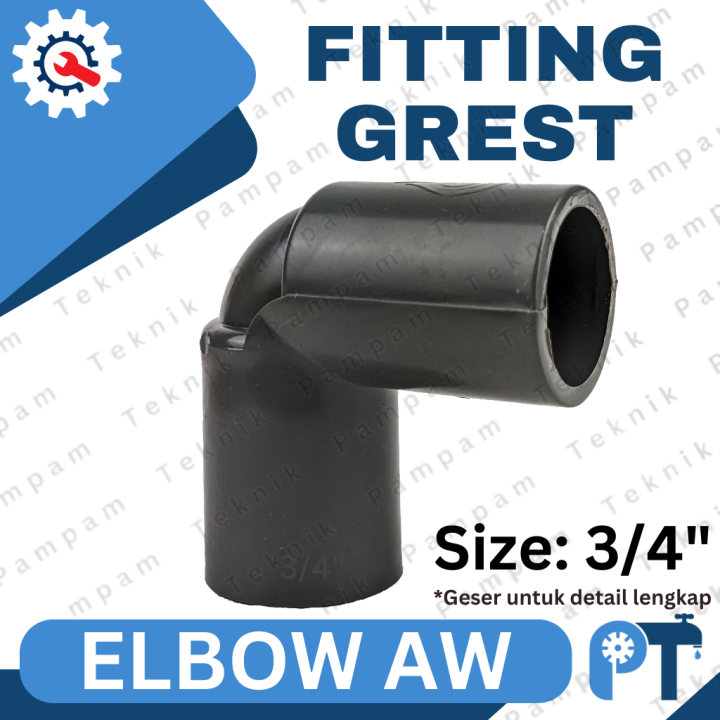 Elbow 3/4 AW Grest - Knee 3/4" Grest Knie polos 3/4 inch sambungan keni ...