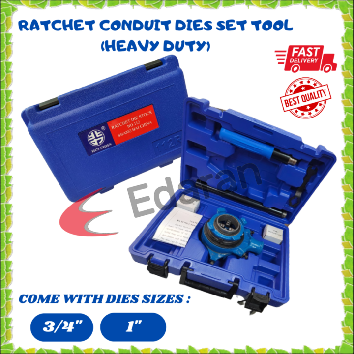 RATCHET CONDUIT DIES SET TOOL C/W DIES SIZES 3/4" AND 1" - HEAVY DUTY TYPE | Lazada