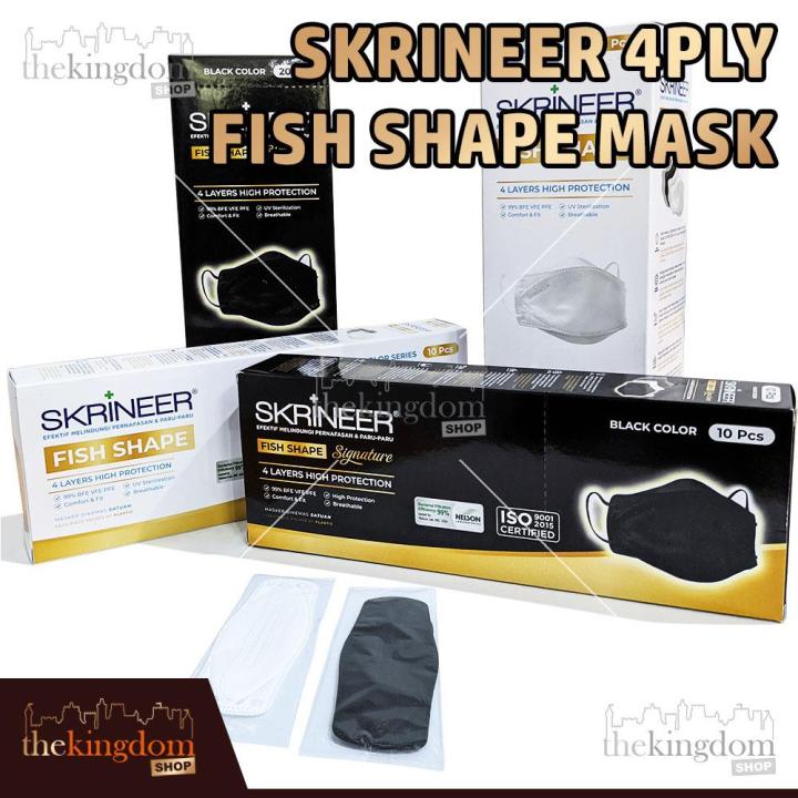 Skrineer Fish Shape Mask 4ply /10 /20 Earloop Masker 4 Lapis KF94 Medis ...