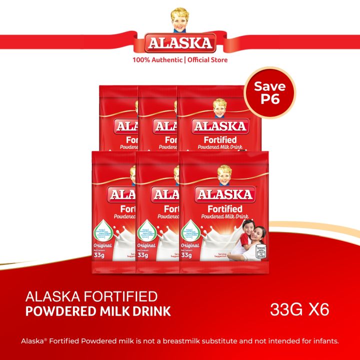 Alaska Fortified Powdered Milk Drink Mas Pinasarap Sachet 33g Pack of 6 ...
