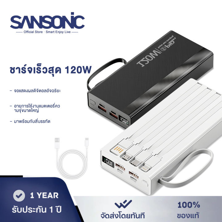 SANSONIC พาวเวอร์แบงค์ แบตสำรอง Power Bank 20000 mAh ชาร์จเร็วสุด 120W ...
